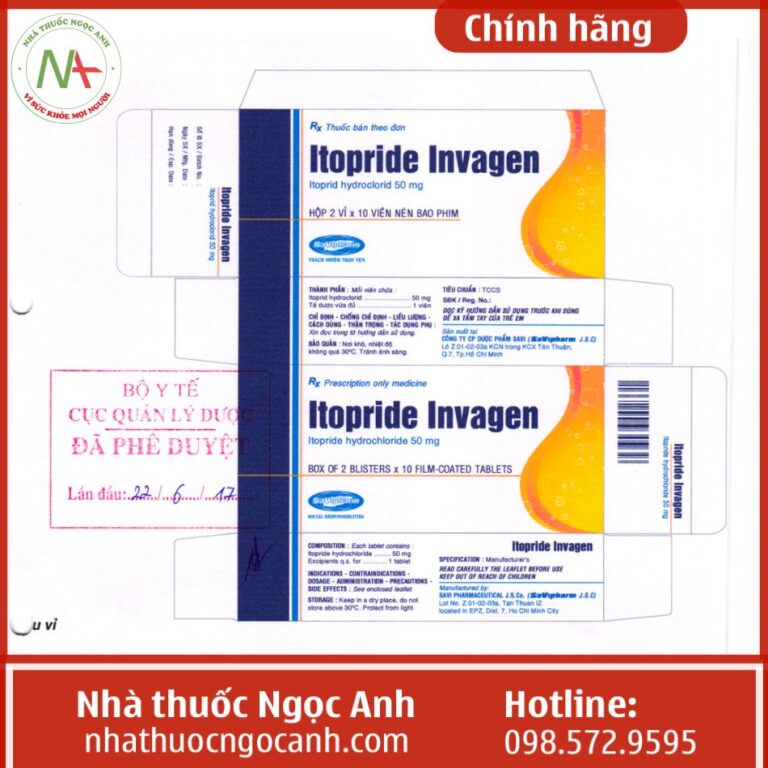 Thuốc Itopride Invagen 50mg là thuốc gì, giá bao nhiêu, mua ở đâu