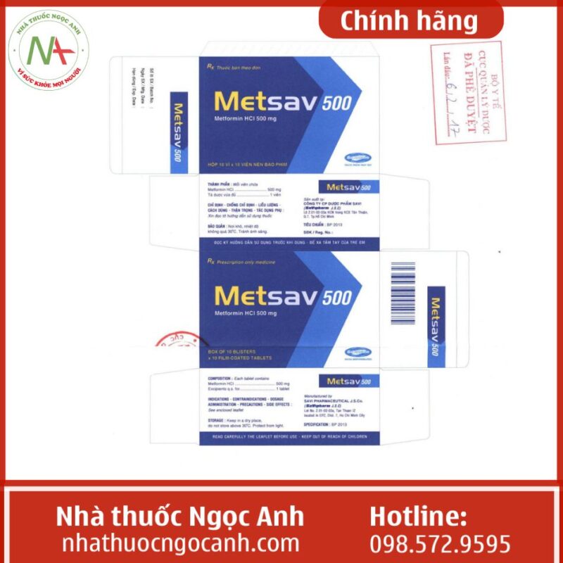 Thuốc Metsav 500 là thuốc gì, giá bao nhiêu, mua ở đâu, tác dụng gì