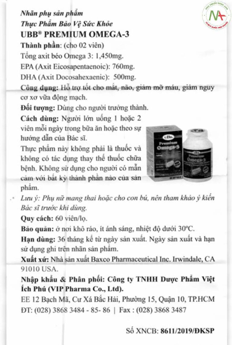 Thuốc dầu cá UBB Premium Omega-3 giá bao nhiêu, mua ở đâu?