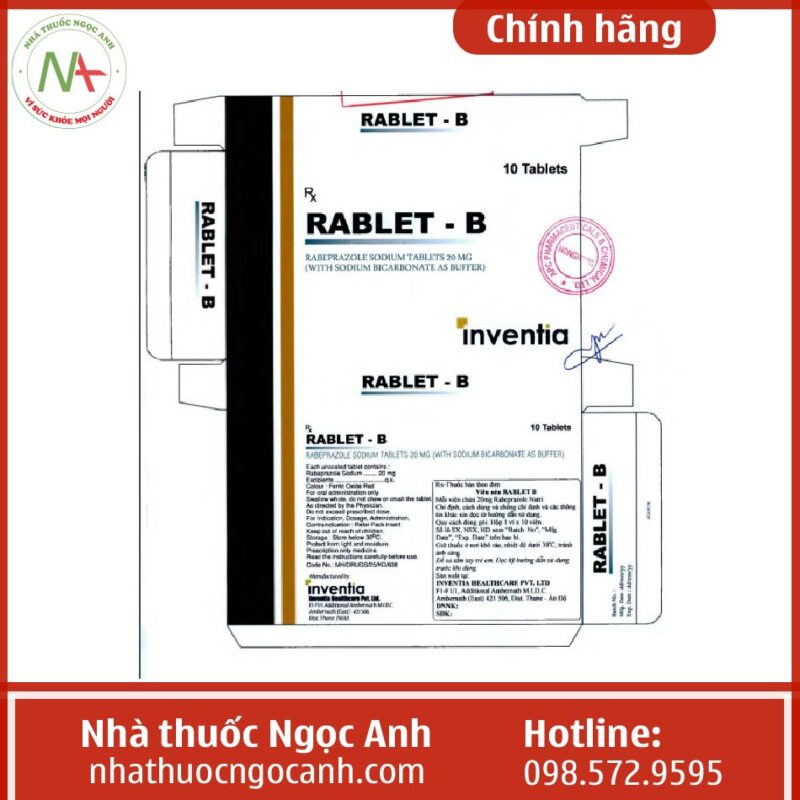 Thuốc Rablet-B 20mg rabeprazole trị bệnh gì, giá bao nhiêu? Mua ở đâu?