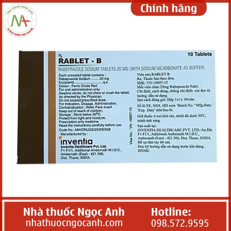 Thuốc Rablet-B 20mg rabeprazole trị bệnh gì, giá bao nhiêu? Mua ở đâu?