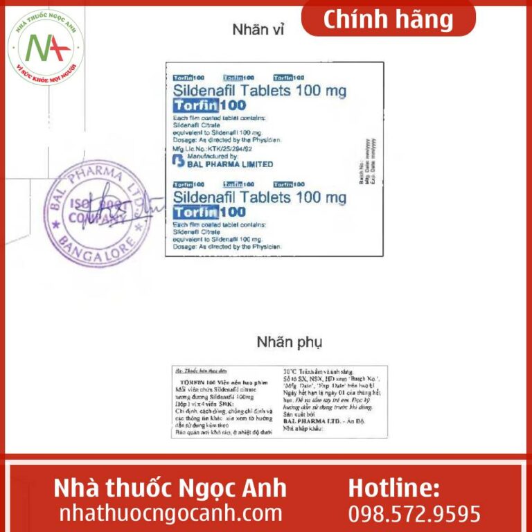 Thuốc điều trị rối loạn cương dương Torfin 100 giá bao nhiêu, mua ở đâu?