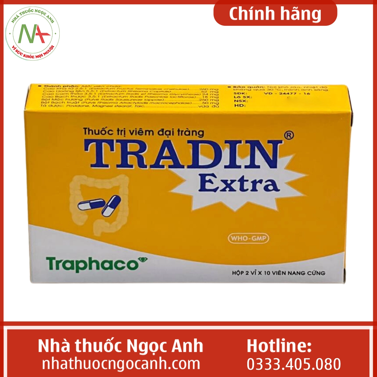 Thuốc trị viêm đại tràng Tradin Extra Traphaco giá bao nhiêu, mua ở đâu