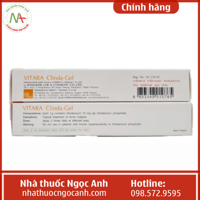 Thuốc Vitara Clinda Gel 15g cách sử dụng, giá bao nhiêu, mua ở đâu