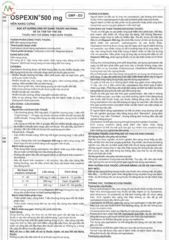 Thuốc Ospexin 500mg là gì, tác dụng gì, giá bao nhiêu, mua ở đâu