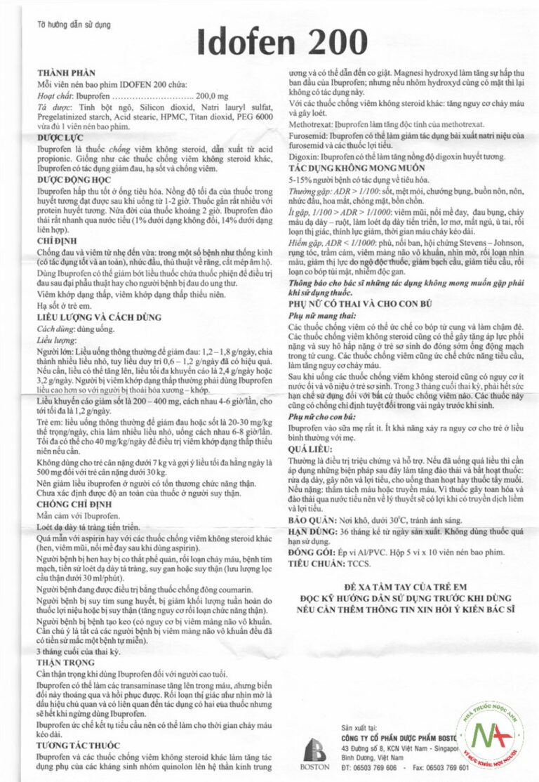 Thuốc Idofen 200 Films-coated tablets giá bao nhiêu, mua ở đâu?
