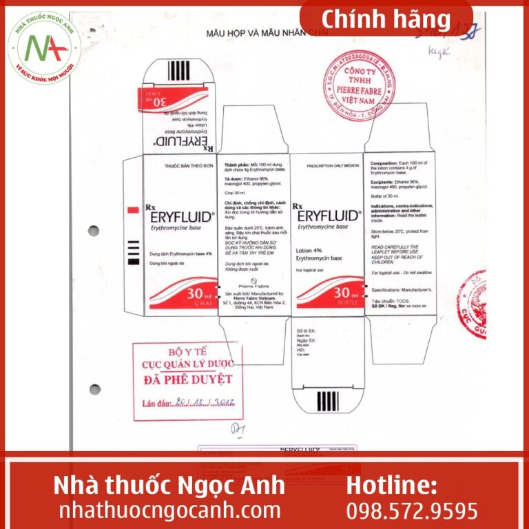 Thuốc Eryfluid 4% có tác dụng gì? Giá bao nhiêu? Mua ở đâu