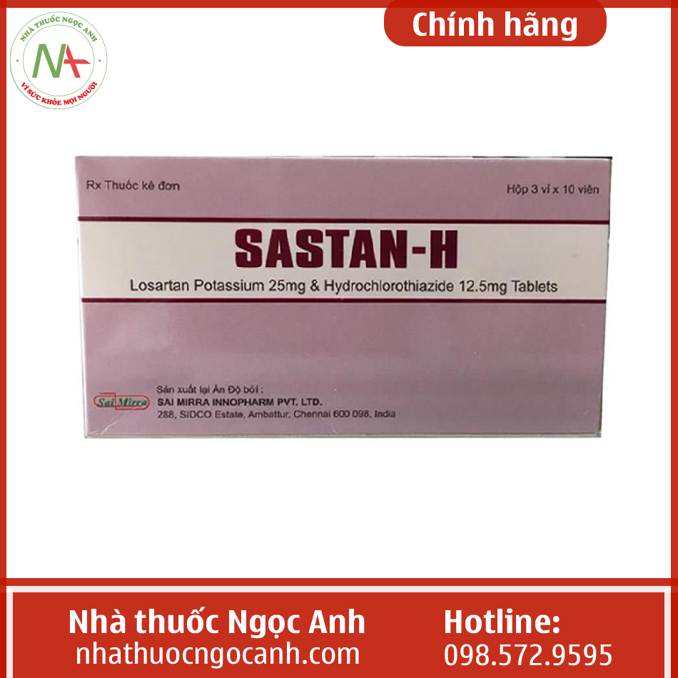 Thuốc hạ huyết áp Sastan - H 25mg giá bao nhiêu? Mua ở đâu?
