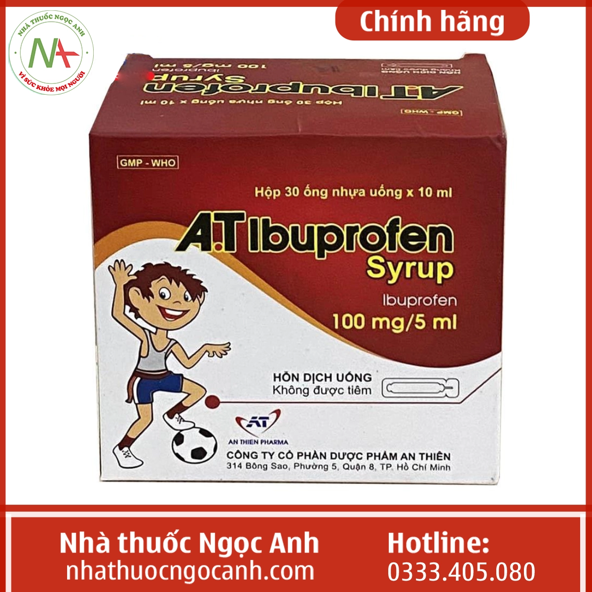 Thuốc hạ sốt A.T Ibuprofen Syrup 5ml cho trẻ em giá bao nhiêu, mua ở đâu?