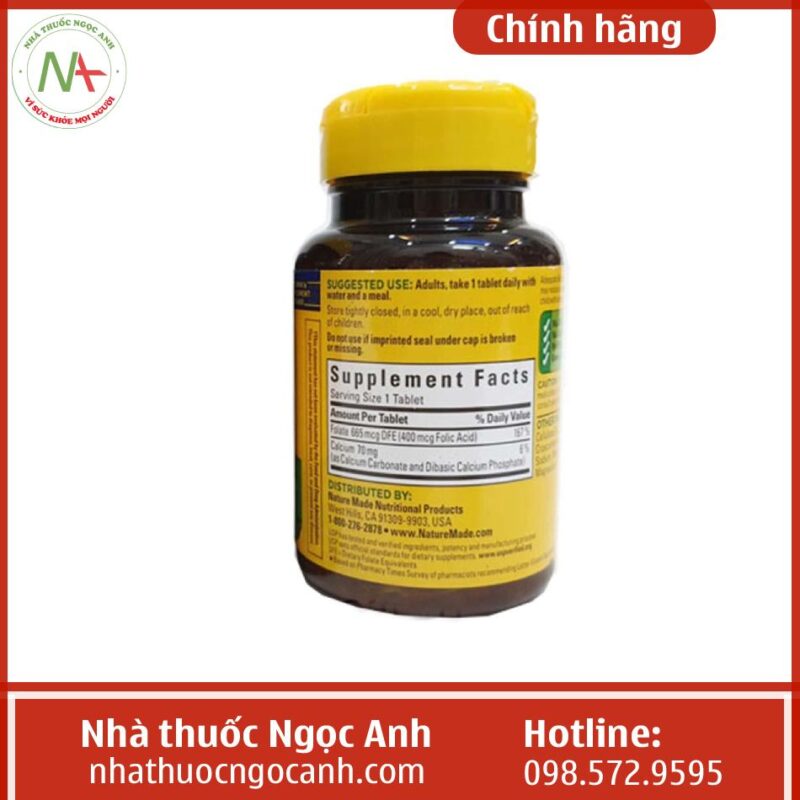 Thuốc Folic Acid Nature Made thành phần, có tác dụng gì, giá bao nhiêu?