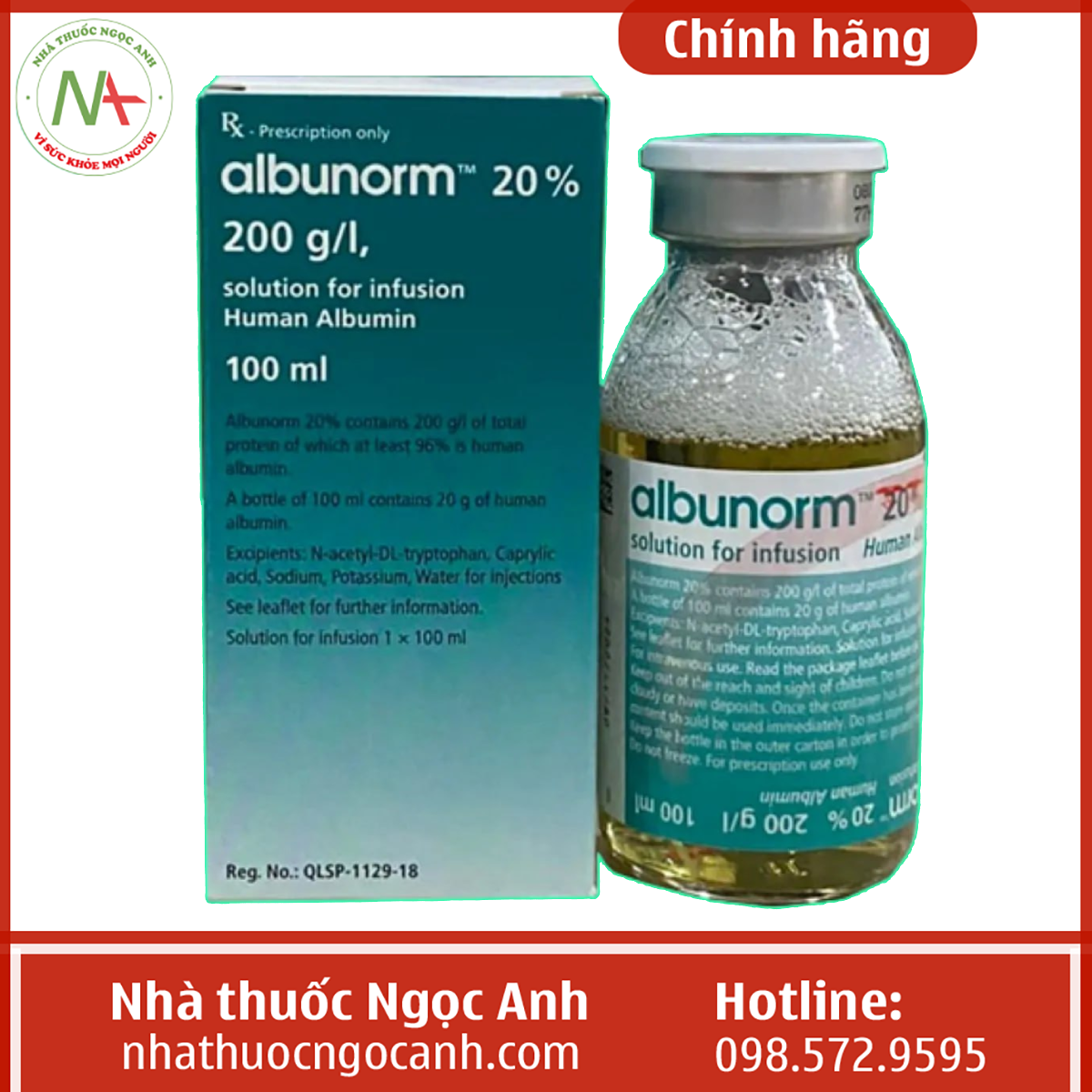 Thuốc Albunorm 20% 100ml là thuốc gì, giá bao nhiêu, mua ở đâu?