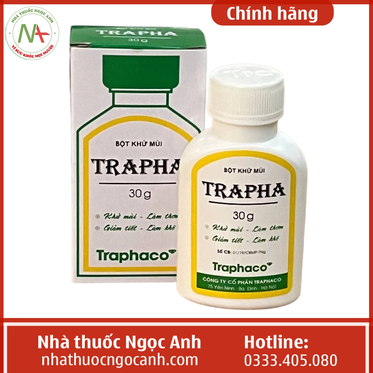 Bột khử mùi Trapha có làm thâm nách không, giá bao nhiêu, mua ở đâu