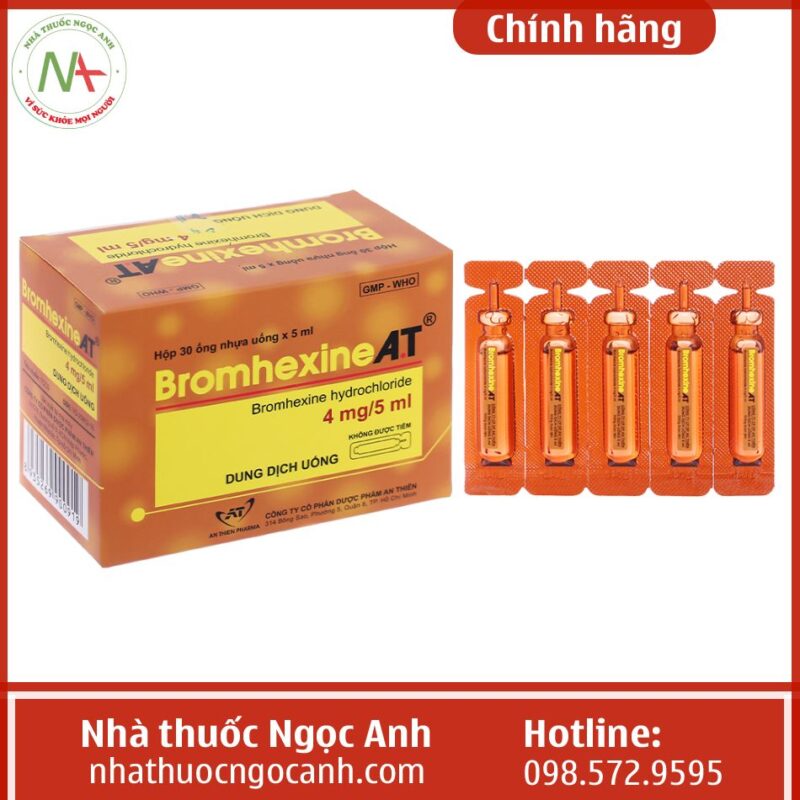 Thuốc Bromhexine A.T 4mg/5ml (ống) có tác dụng gì, giá bao nhiêu, mua ở ...