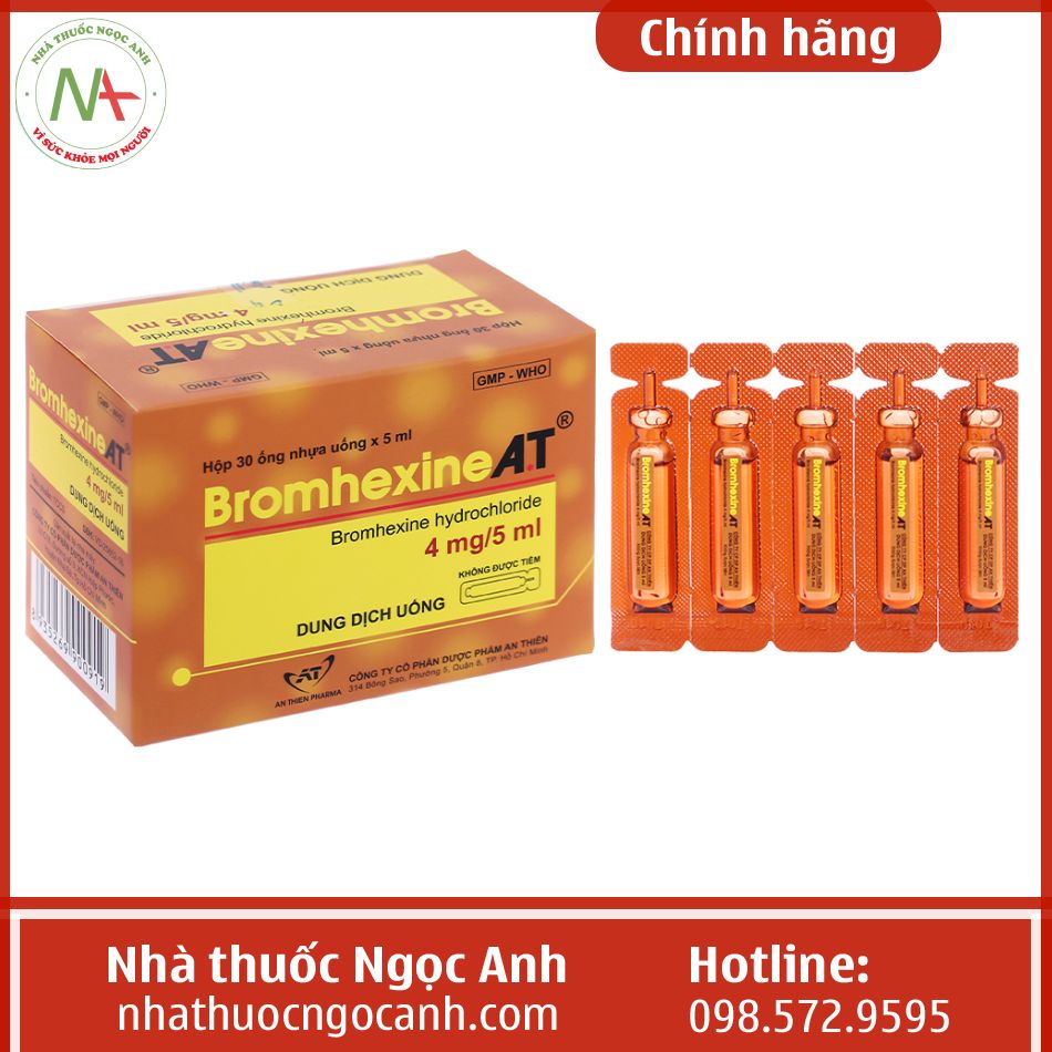 Thuốc Bromhexine A.T 4mg/5ml (ống) có tác dụng gì, giá bao nhiêu, mua ở ...
