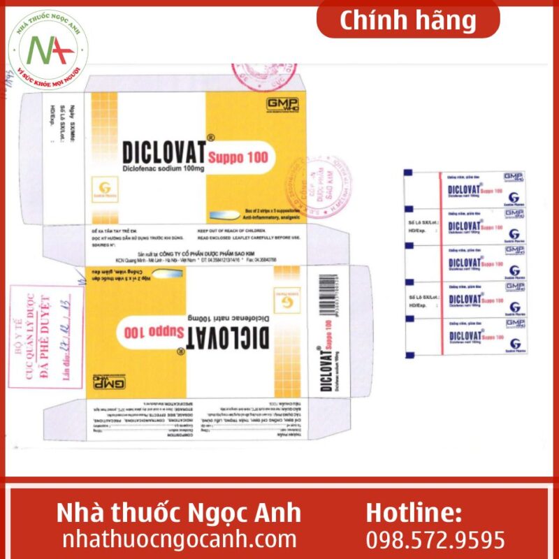 Thuốc đặt Diclovat Suppo 100 có tác dụng gì, giá bao nhiêu, mua ở đâu?