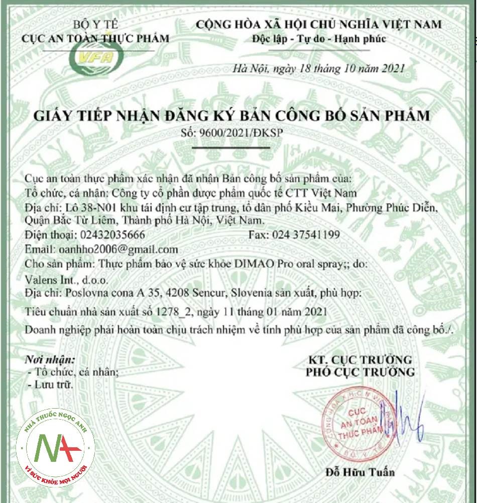 Thuốc Dimao Pro Oral Spray Vitamin D3K2 giá bao nhiêu? Mua ở đâu?