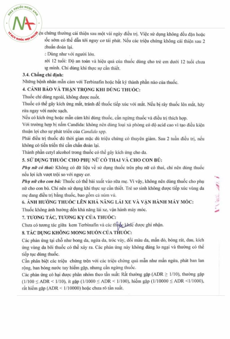 Thuốc Kem Tenafin 1% VPC là thuốc gì, giá bao nhiêu, mua ở đâu