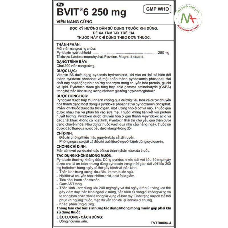 Thuốc Bvit 6 250mg Imexpharm giá bao nhiêu, mua ở đâu, tác dụng gì?