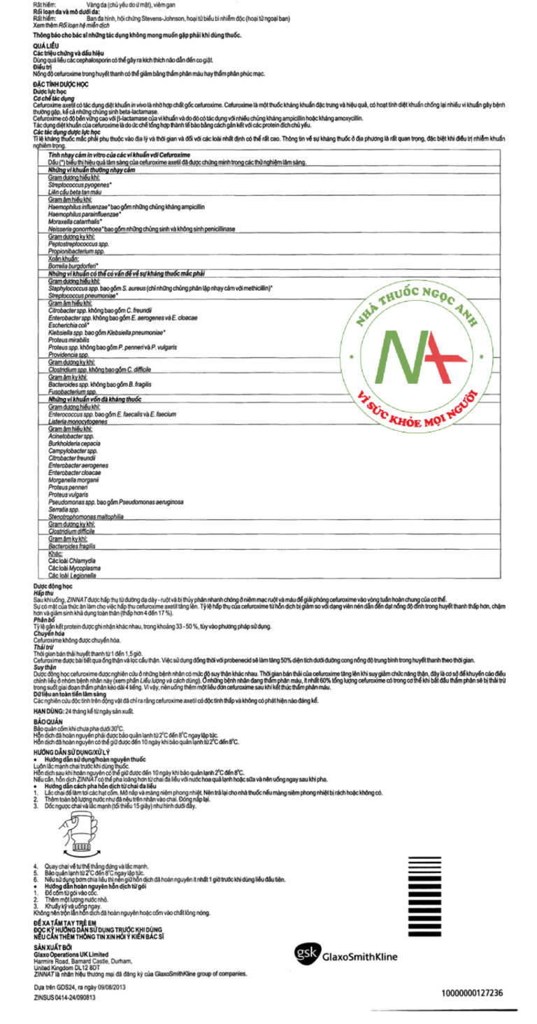 Thuốc Zinnat 125mg/5ml 50ml là thuốc gì? Mua ở đâu? Giá bao nhiêu?