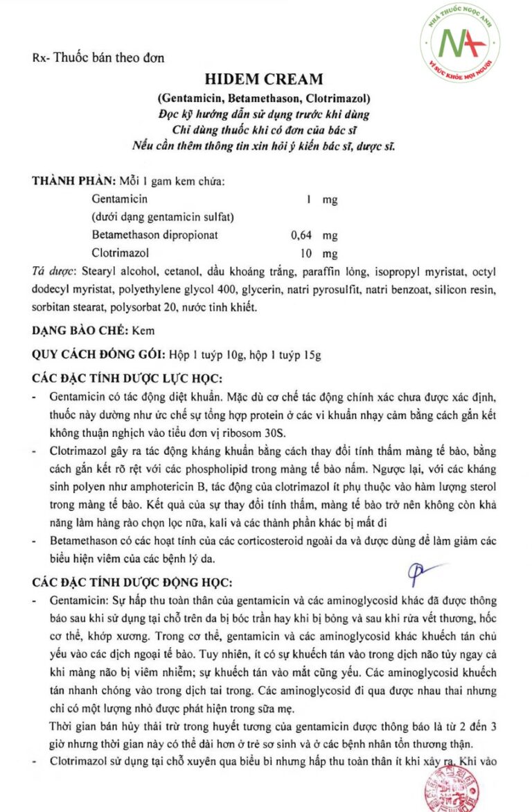 Thuốc bôi Hidem Cream 15g có tác dụng gì, giá bao nhiêu, mua ở đâu?