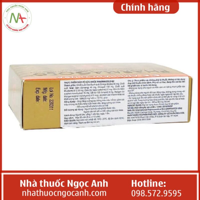 Thuốc Pharmagold G2 là thuốc gì, mua ở đâu, giá bao nhiêu, tác dụng gì