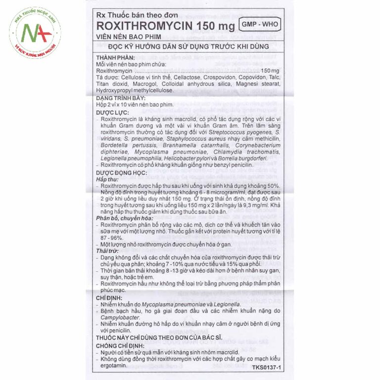 Thuốc Roxithromycin 150mg Imexpharm giá bao nhiêu, mua ở đâu?