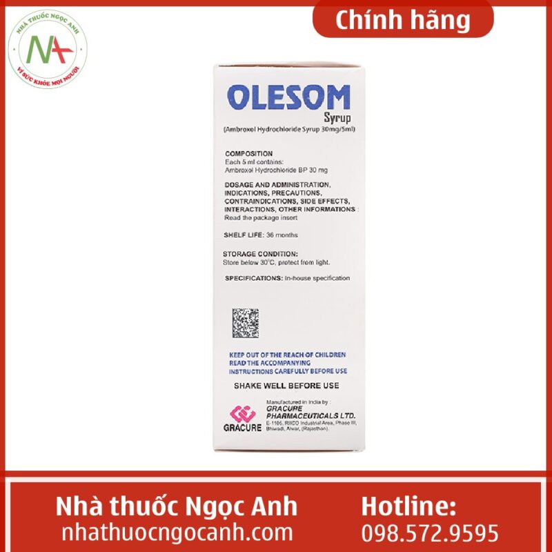 Thuốc siro ho Olesom 30mg/5ml cho bé giá bao nhiêu, mua ở đâu?