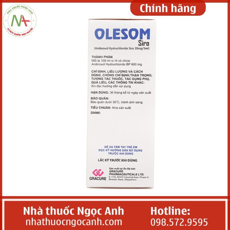 Thuốc siro ho Olesom 30mg/5ml cho bé giá bao nhiêu, mua ở đâu?