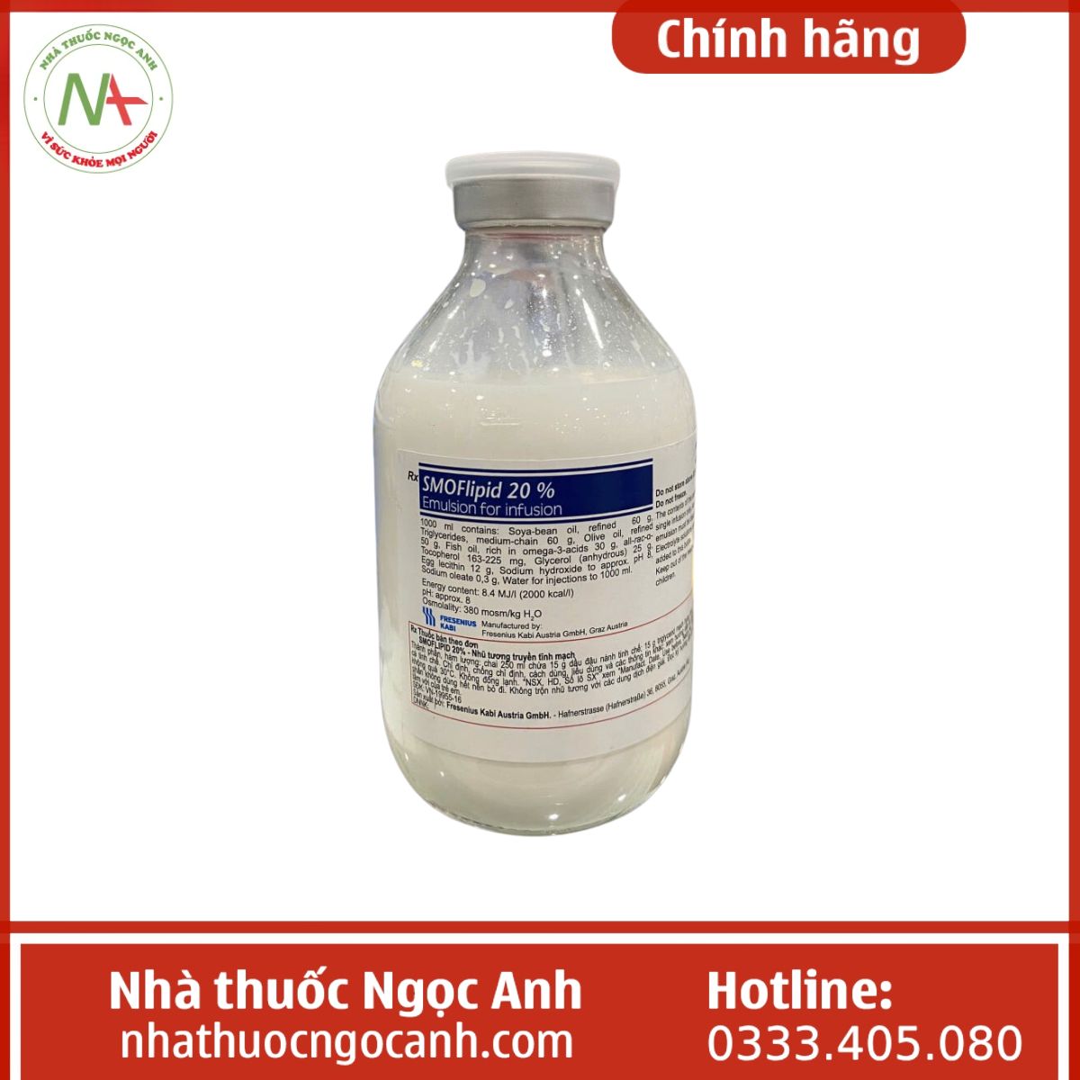 Thuốc Smoflipid 20% 250ml là thuốc gì, giá bao nhiêu, mua ở đâu?