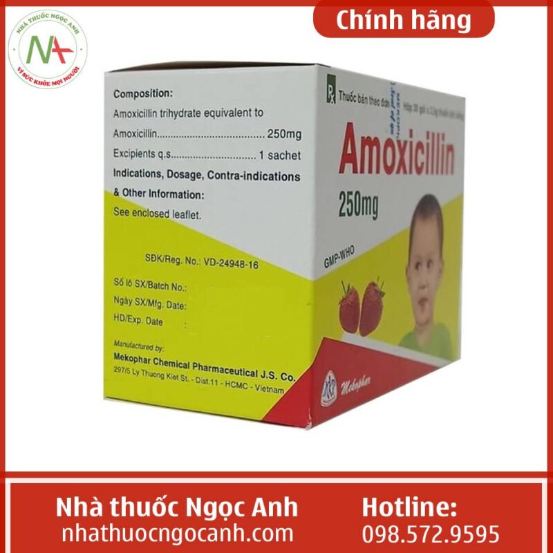 Thuốc Amoxicillin 250mg Mekophar dạng gói giá bao nhiêu? Mua ở đâu?