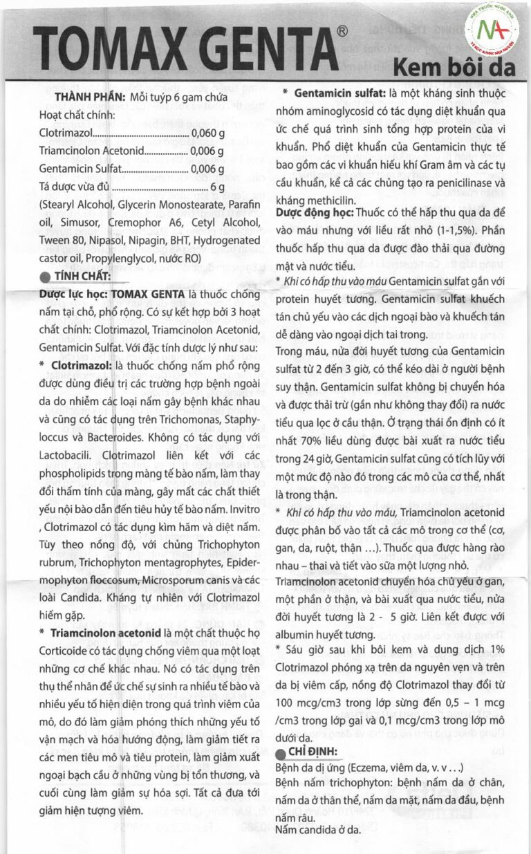 Thuốc trị nấm ngứa Tomax Genta giá bao nhiêu? Mua ở đâu uy tín?