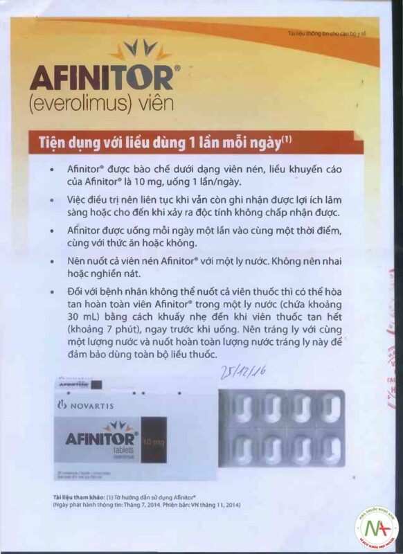 Thuốc Afinitor 5mg có tốt không? Giá bao nhiêu? Mua ở đâu?