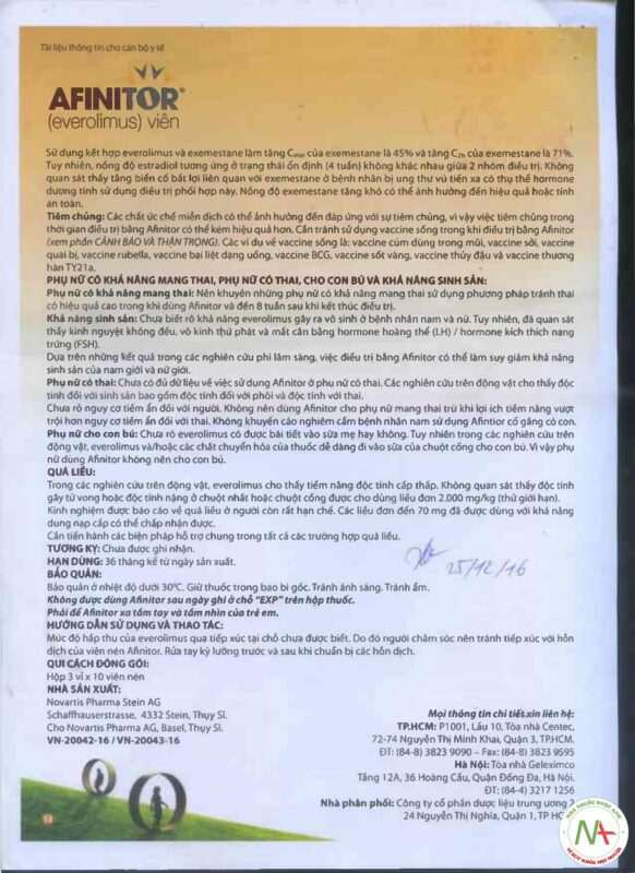 Thuốc Afinitor 5mg có tốt không? Giá bao nhiêu? Mua ở đâu?