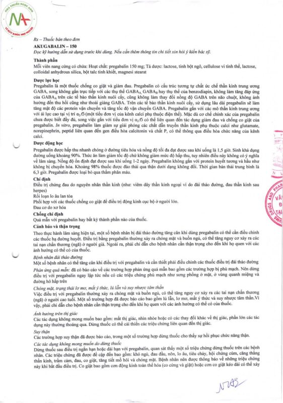 Thuốc Akugabalin-150 có tác dụng gì, giá bao nhiêu, mua ở đâu?