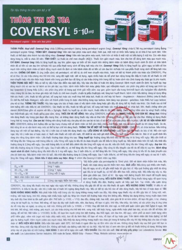 Thuốc huyết áp Coversyl 10mg giá bao nhiêu? Mua ở đâu?
