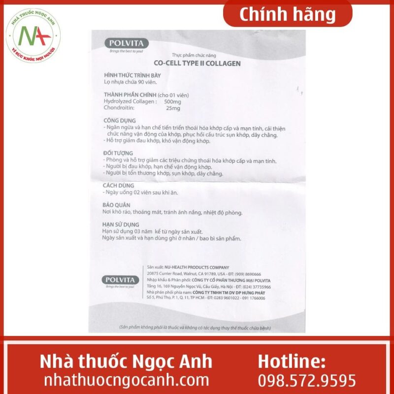 Thuốc Co-Cell Type II Collagen là gì, giá bao nhiêu, mua ở đâu