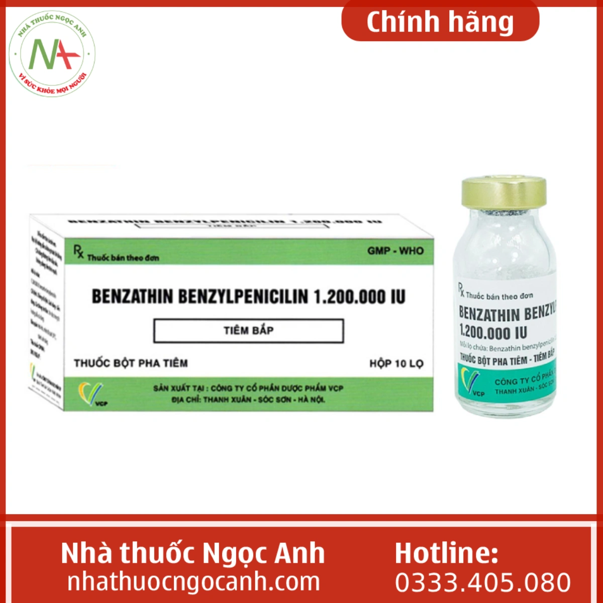 Thuốc tiêm Benzathin Benzylpenicilin 1.200.000 IU VCP giá bao nhiêu ...