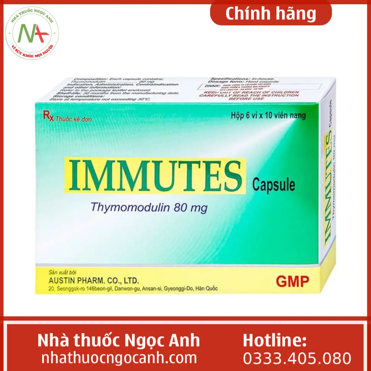 Thuốc Immutes Capsule 80mg Hàn Quốc giá bao nhiêu, mua ở đâu