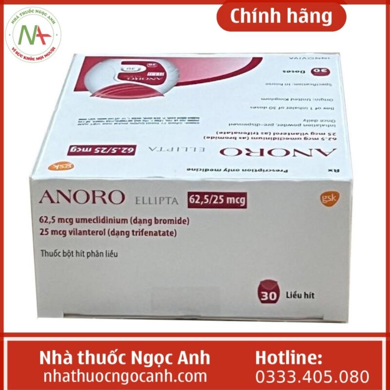 Thuốc Anoro Ellipta 62,5/25mcg là thuốc gì, mua ở đâu, giá bao nhiêu