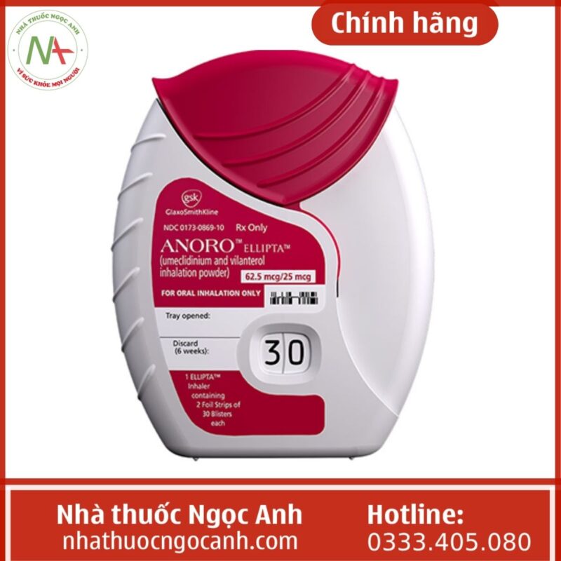 Thuốc Anoro Ellipta 62,5/25mcg là thuốc gì, mua ở đâu, giá bao nhiêu