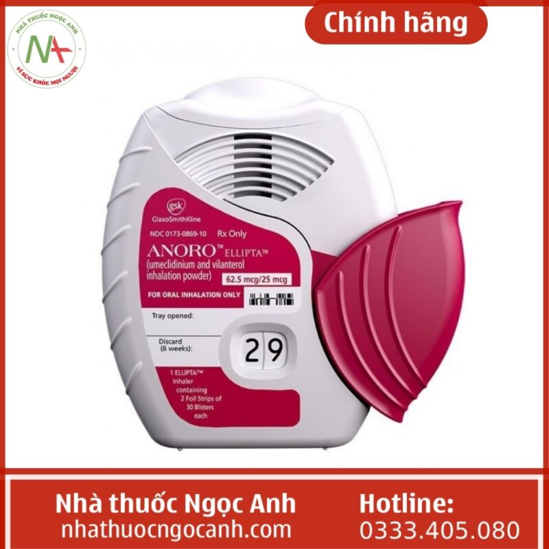 Thuốc Anoro Ellipta 62,5/25mcg là thuốc gì, mua ở đâu, giá bao nhiêu