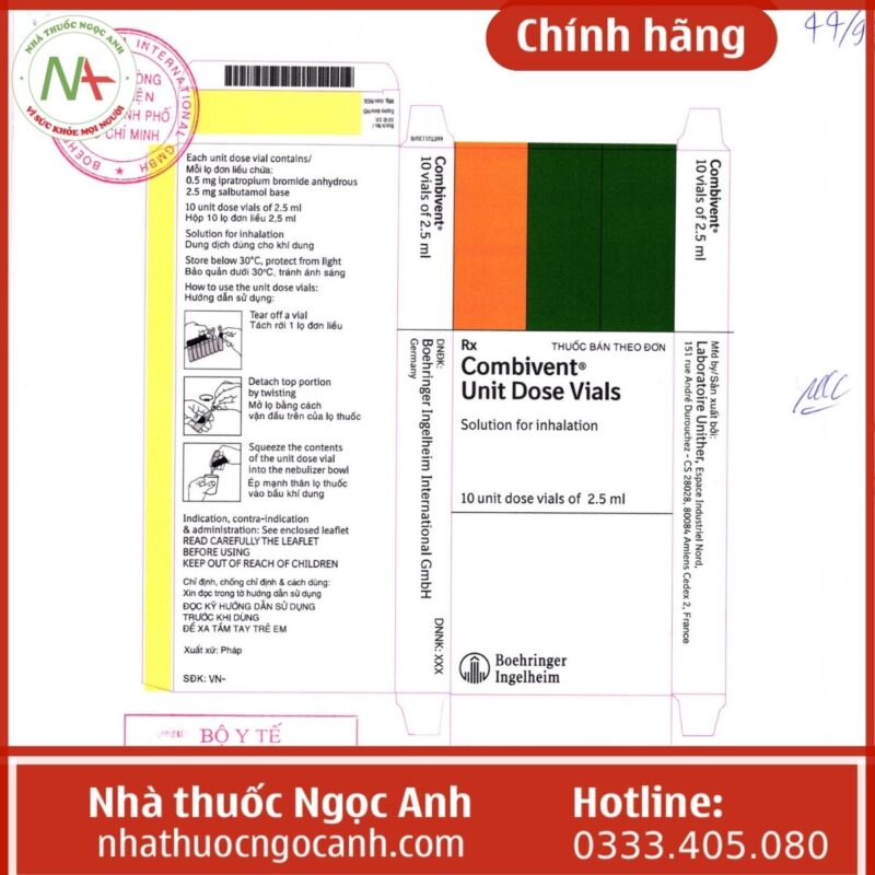 Thuốc Combivent 2.5ml khí dung giá bao nhiêu, mua ở đâu, tác dụng gì