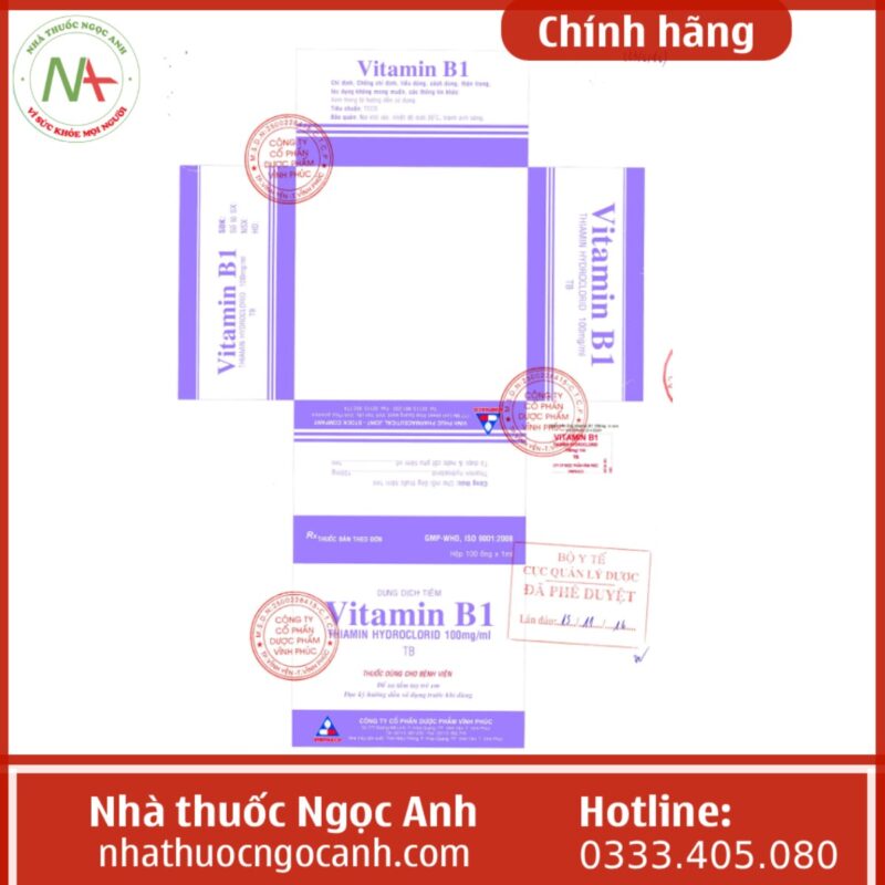 Thuốc Vitamin B1 100mg/ml Vinphaco là thuốc gì, mua ở đâu, giá bao nhiêu?
