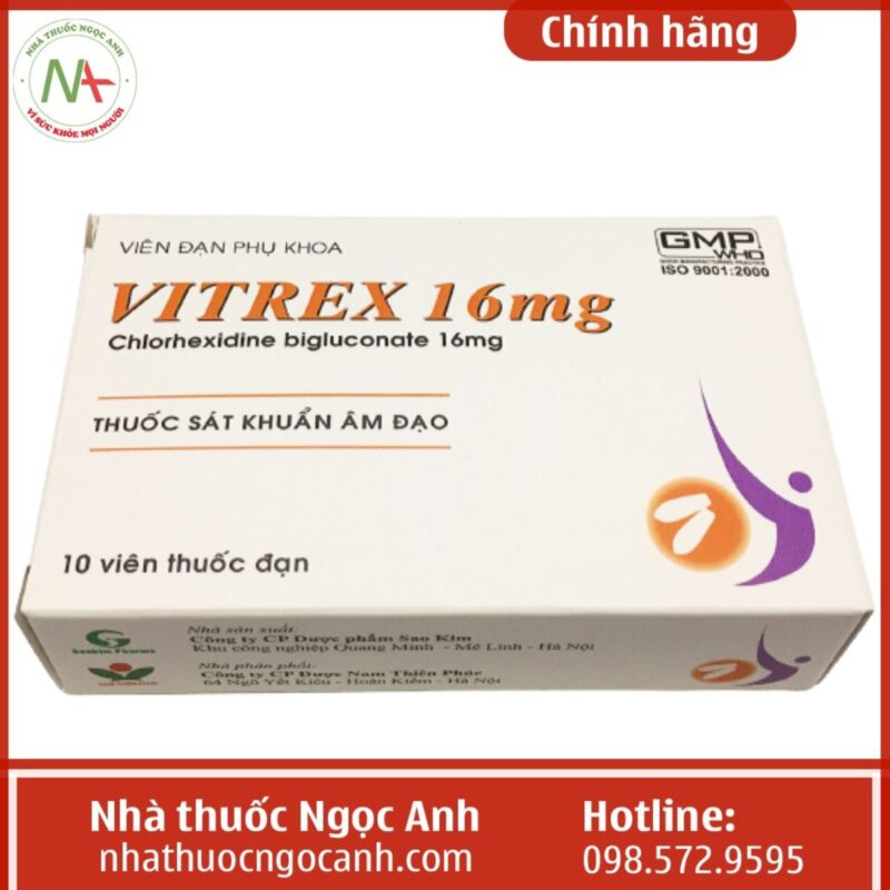 Thuốc đặt Vitrex 16mg có tác dụng gì, giá bao nhiêu, mua ở đâu