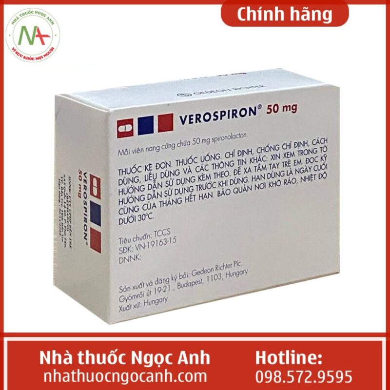 Thuốc Verospiron 50mg là gì, tác dụng, giá bao nhiêu, mua ở đâu