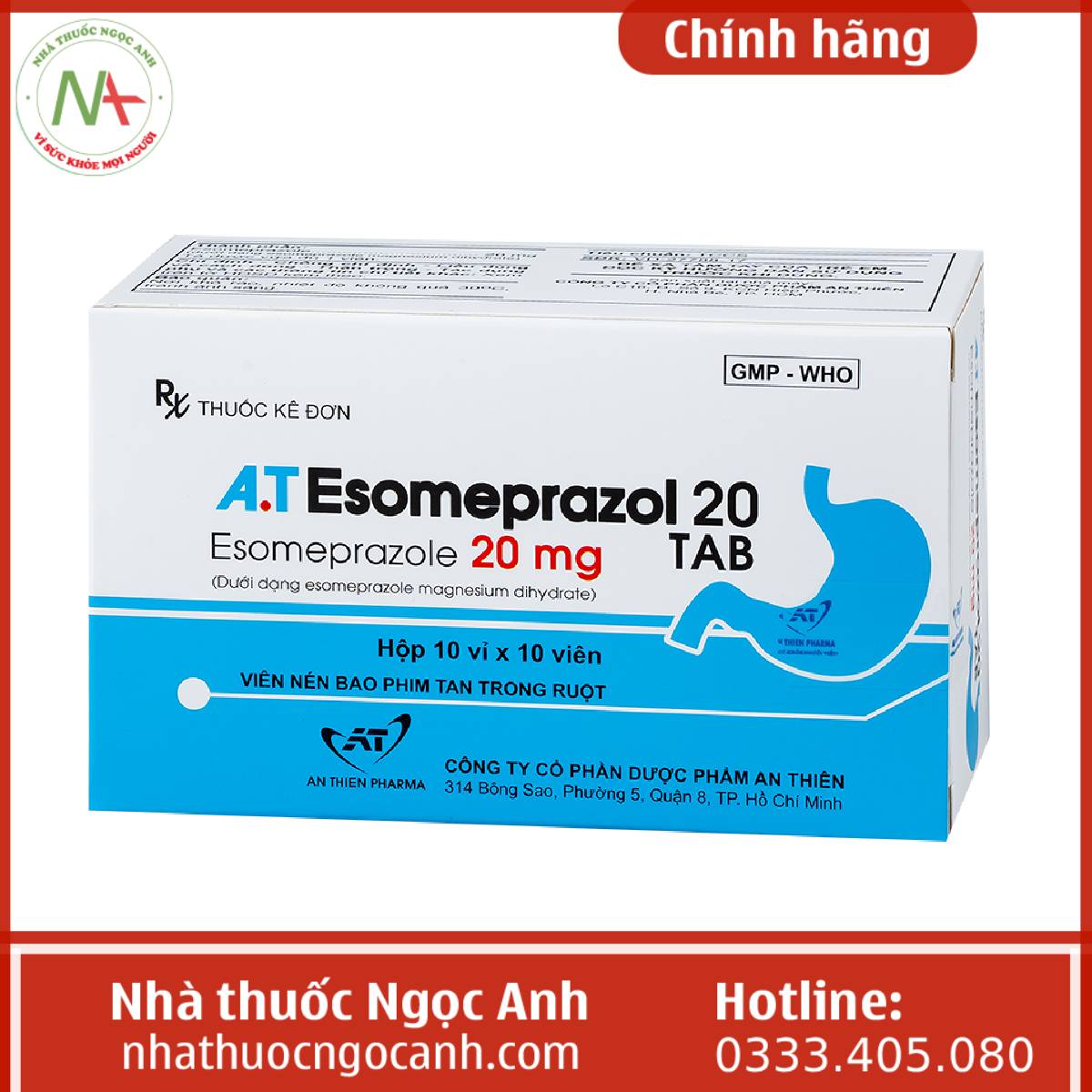 Thuốc A.T Esomeprazol 20 Tab có tác dụng gì, giá bao nhiêu, mua ở đâu?