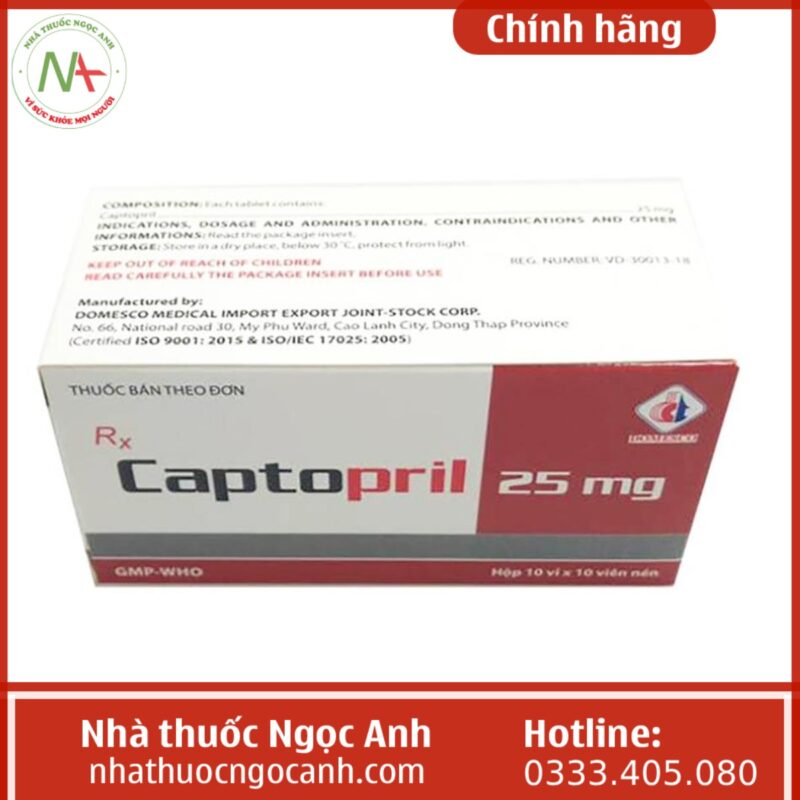 Thuốc Captopril 25 mg Domesco là thuốc gì, có tác dụng gì, giá bao ...