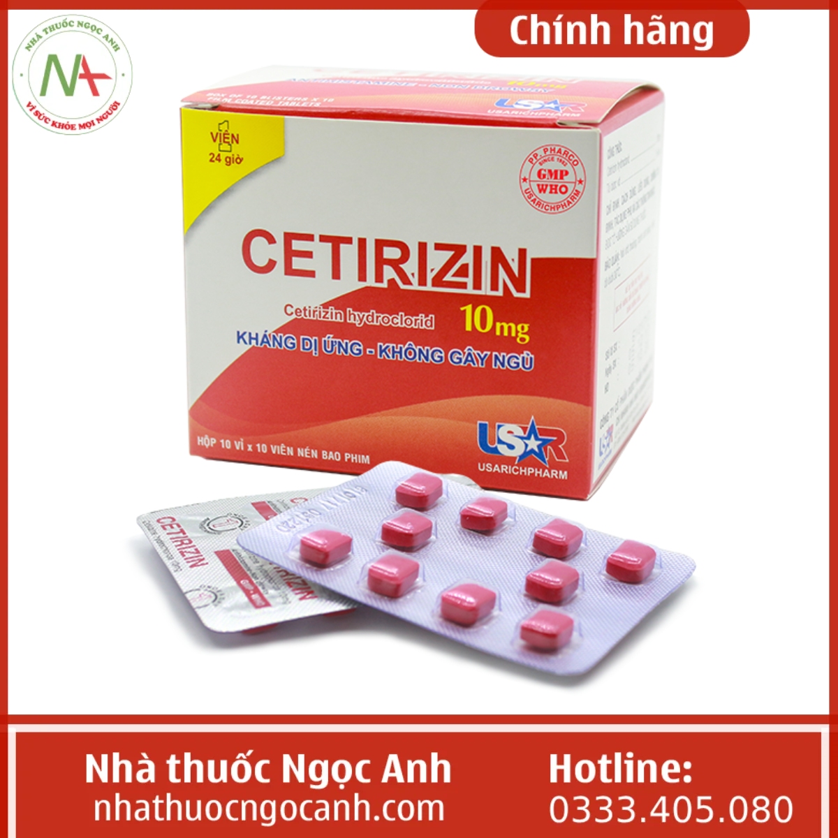 Thuốc Cetirizin 10mg Usarichpharm có giá bao nhiêu, mua ở đâu?