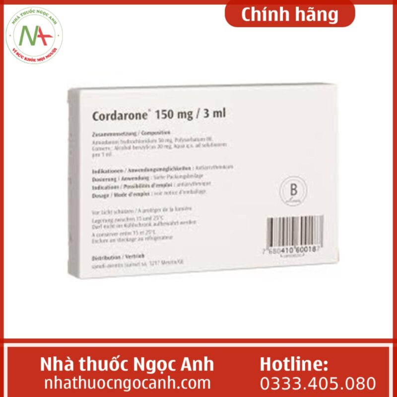 Thuốc Cordarone 150mg/3ml giá bao nhiêu, liều dùng, mua ở đâu?
