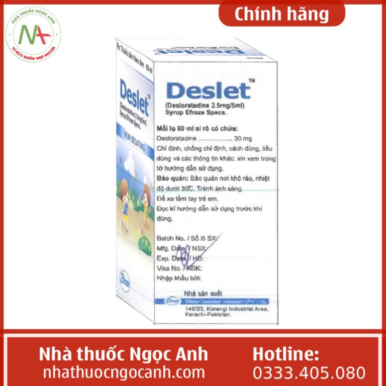 Thuốc chống dị ứng Deslet 30mg/60ml giá bao nhiêu, mua ở đâu?